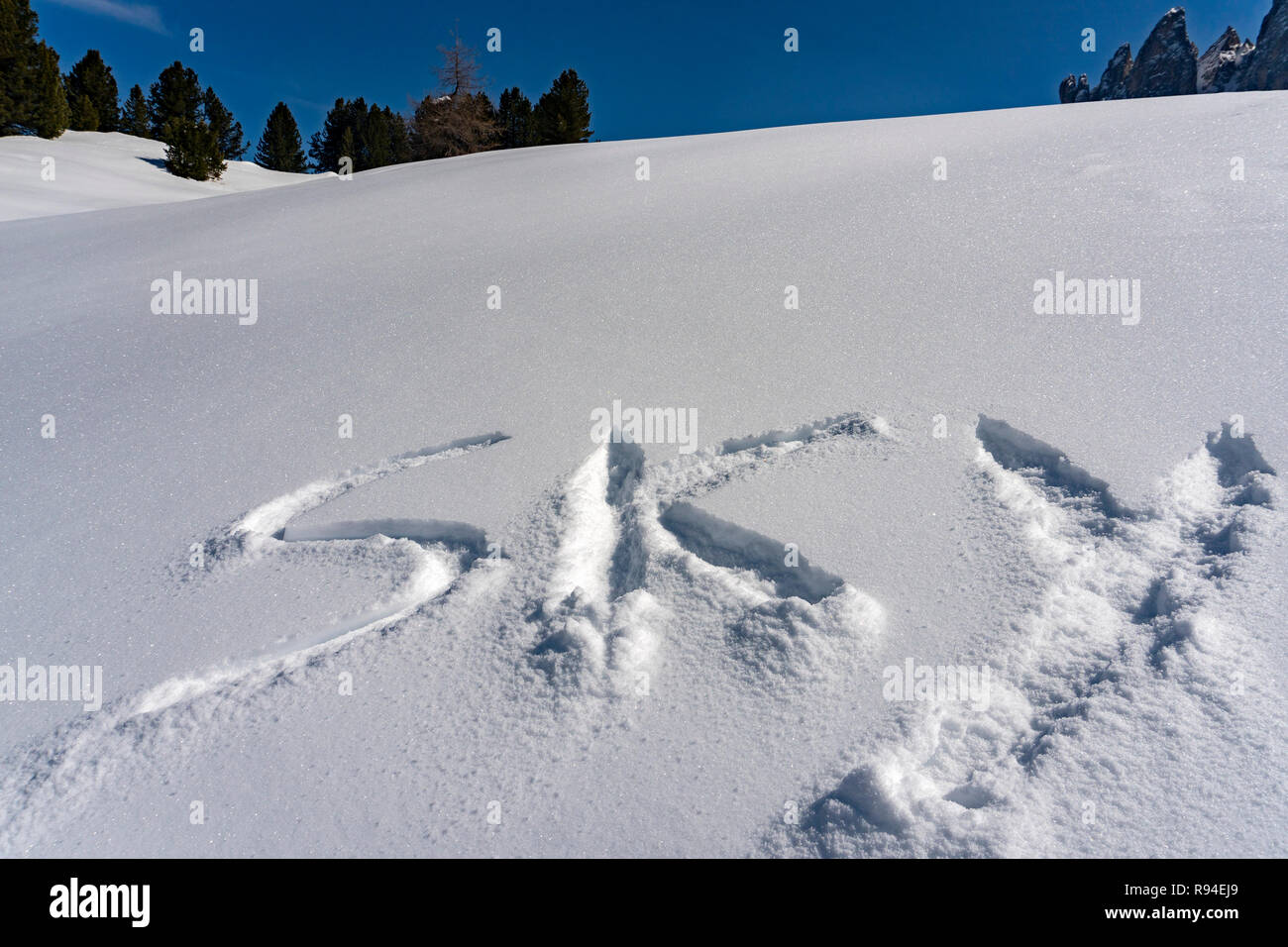 sky writing on the snow detail Stock Photo - Alamy