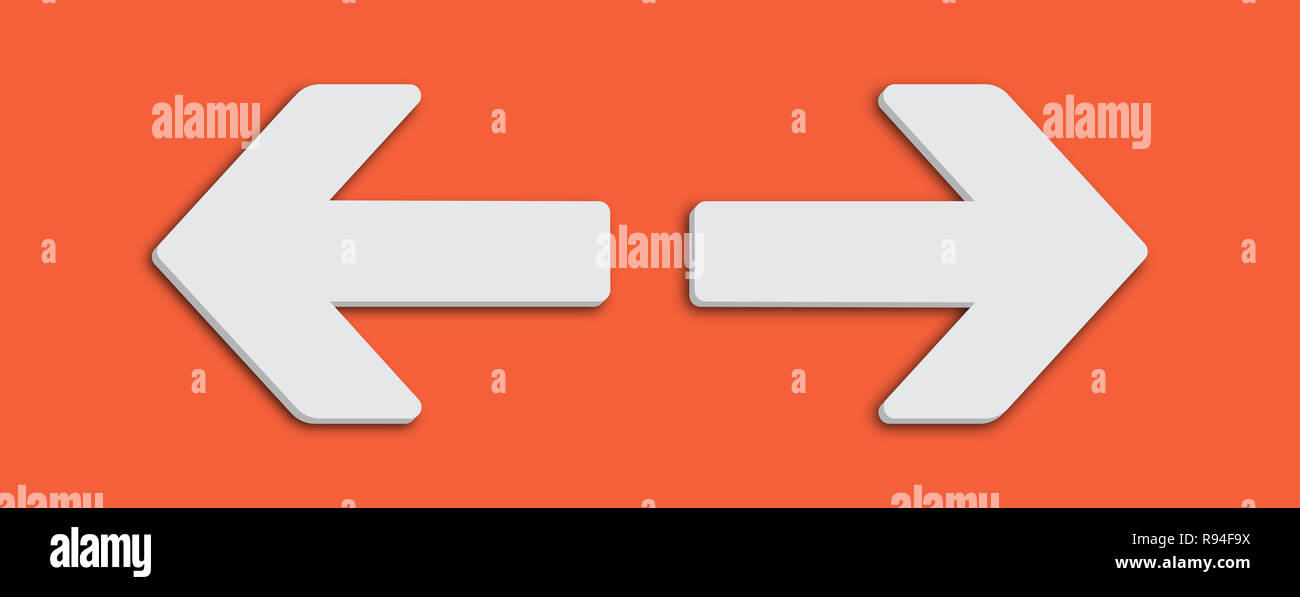 White arrow sign symbol opposing directional arrows right and left in ...