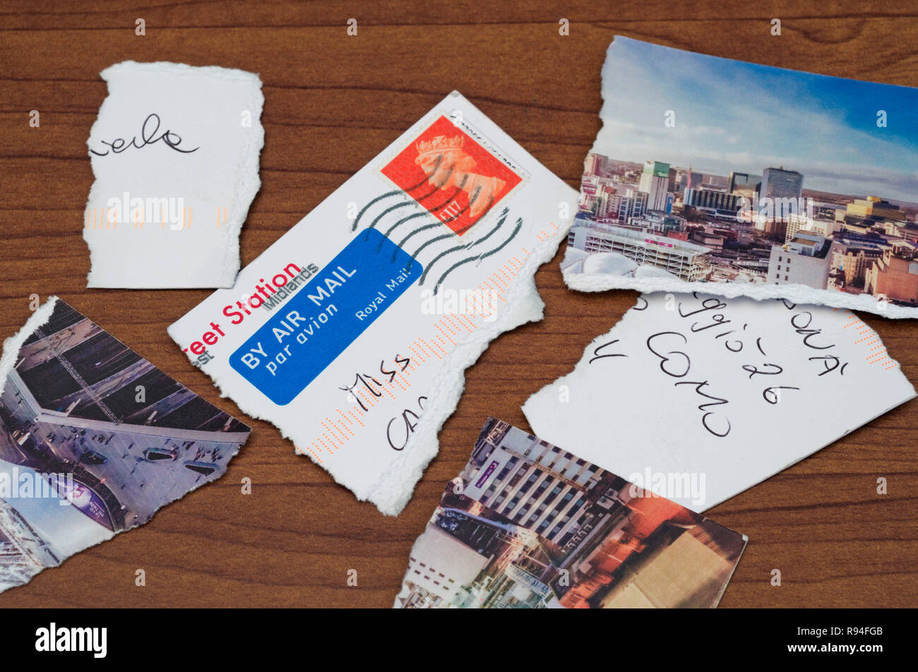 ripped British postcard Stock Photo - Alamy