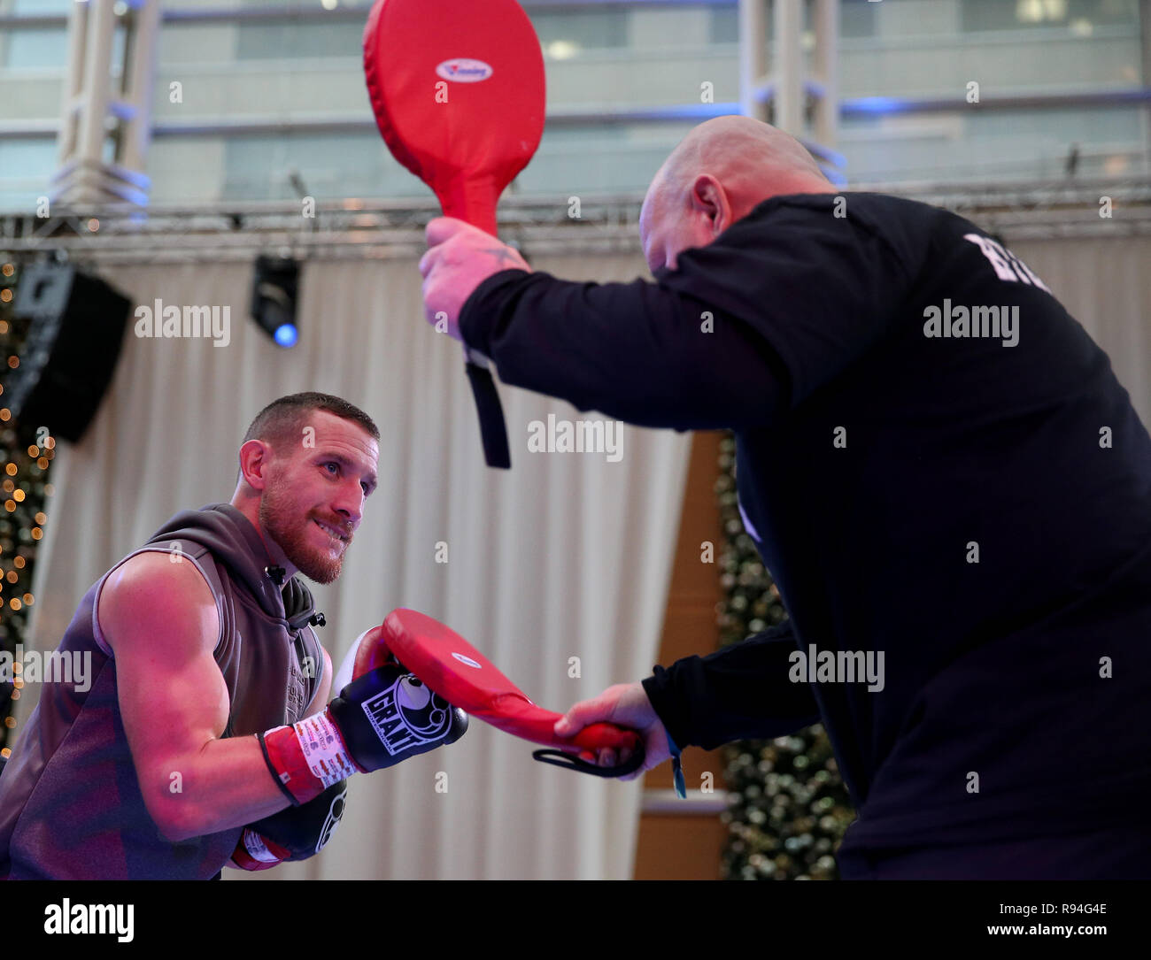 Ryan Walsh during a public workout at East Wintergarden, Canary Wharf ...