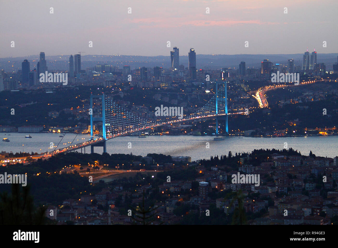 View of Bosphorus bridge at night Istanbul Stock Photo - Alamy