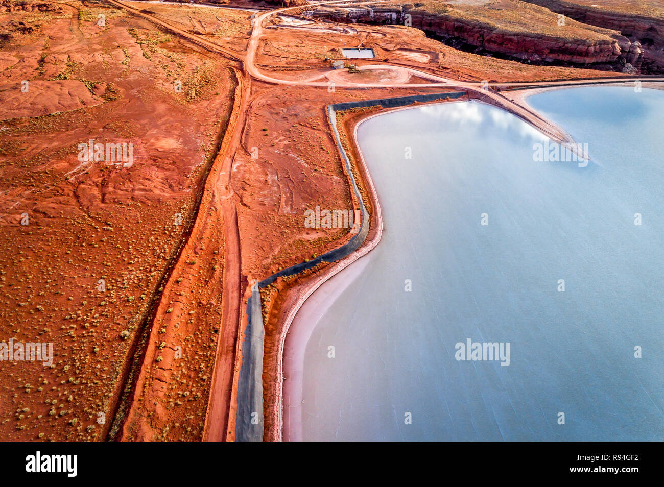 Aerial view of potash evaporation ponds in the Moab area in western ...