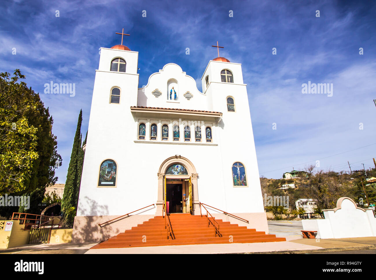 Old Church With Two Towers & Copper Domes Stock Photo - Alamy