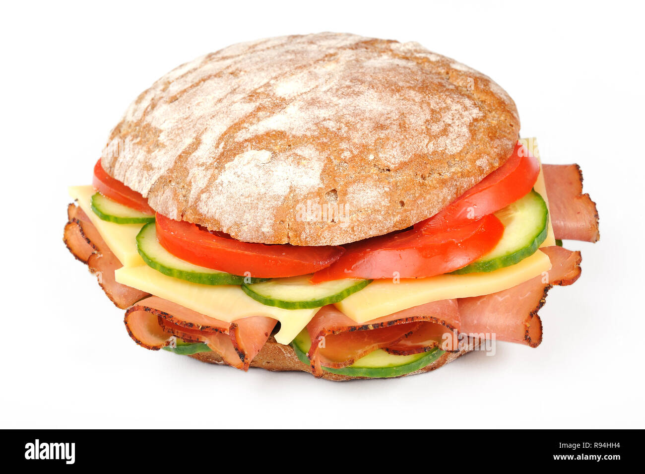 Tyrolean rye flat bread with smoked bacon and cheese Stock Photo - Alamy