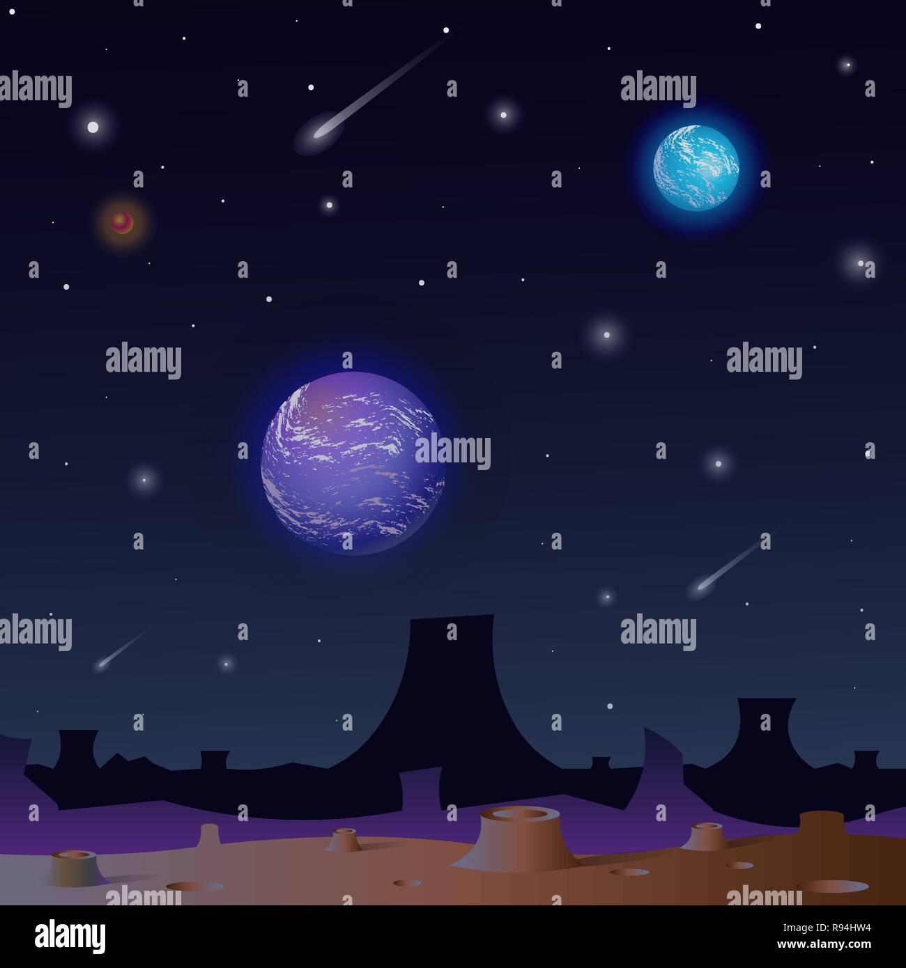 Empty Planet in Open Space. Distant world in space Vector Illustration ...