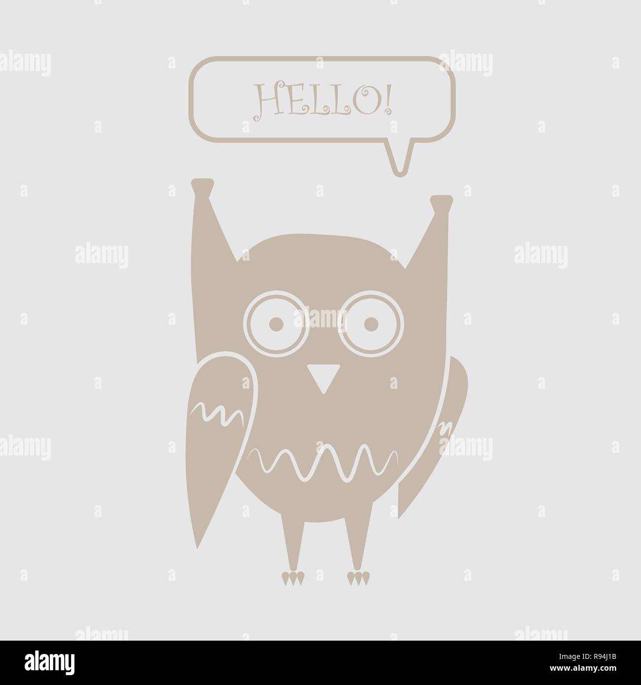Icon funny owl with the words hello in the dialog box 10 eps Stock ...