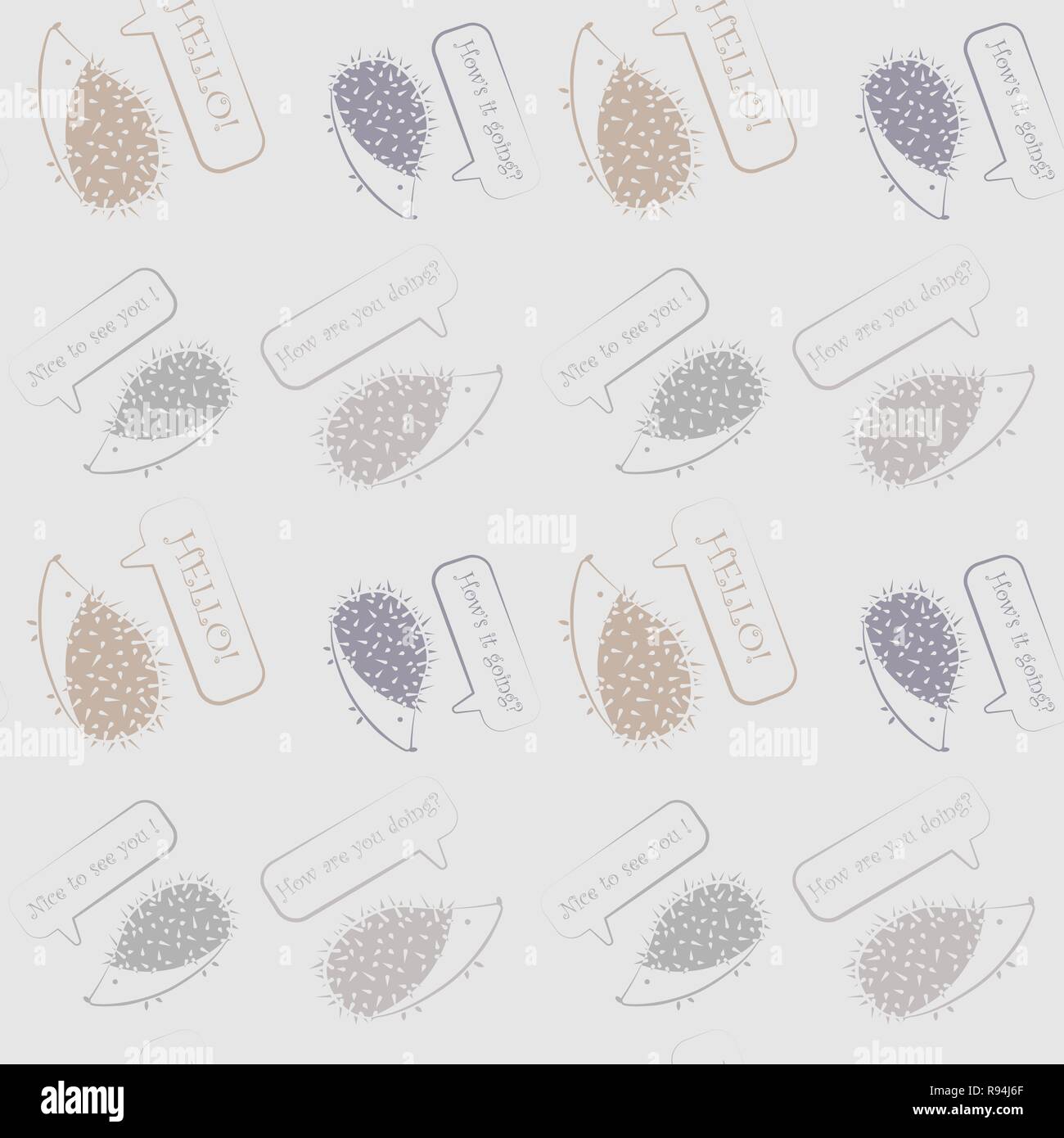 Icon funny hedgehog with the words hello in the dialog box seamless ...