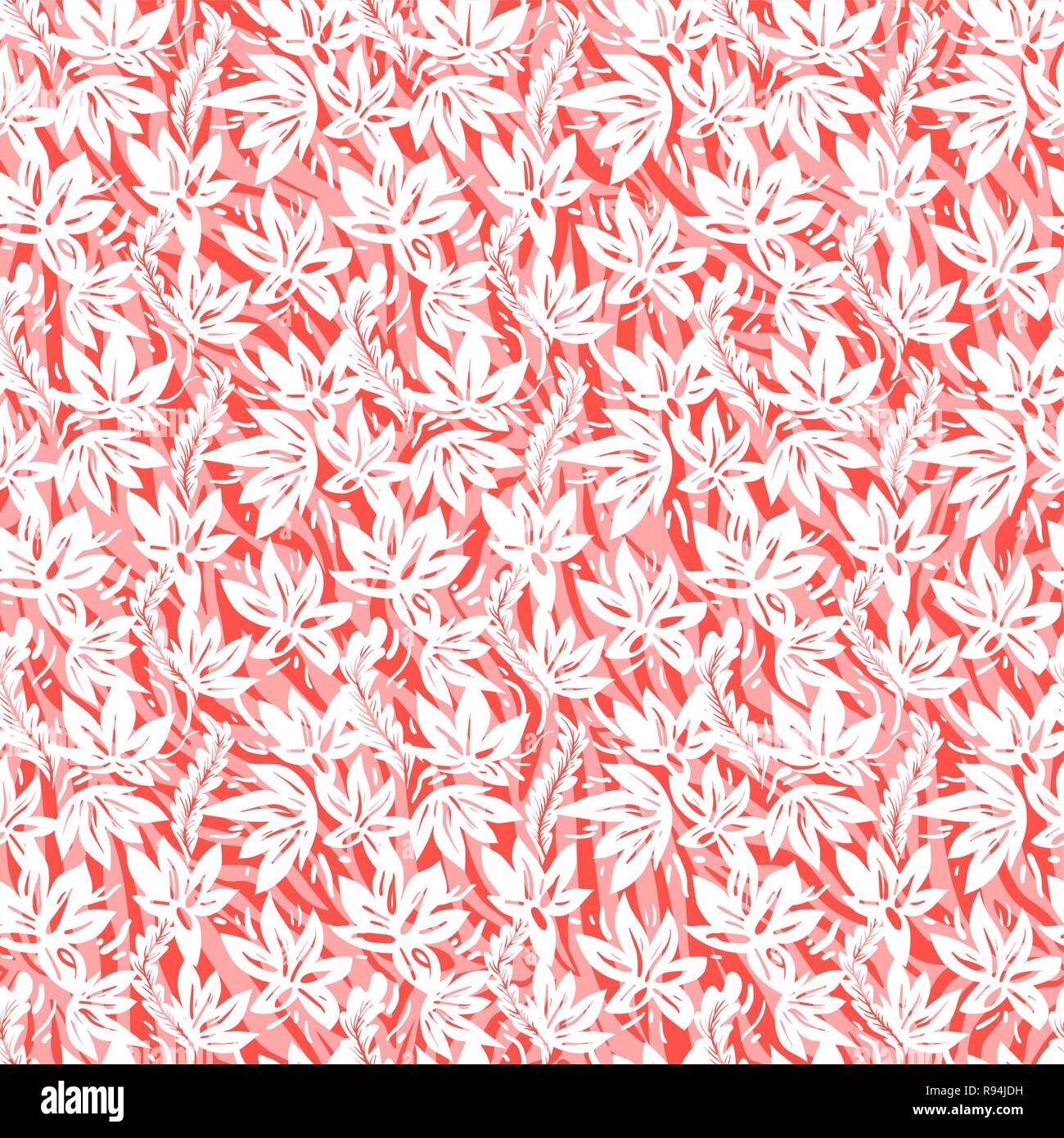 Vector seamless coral color background. Nature ethnic pattern Stock ...