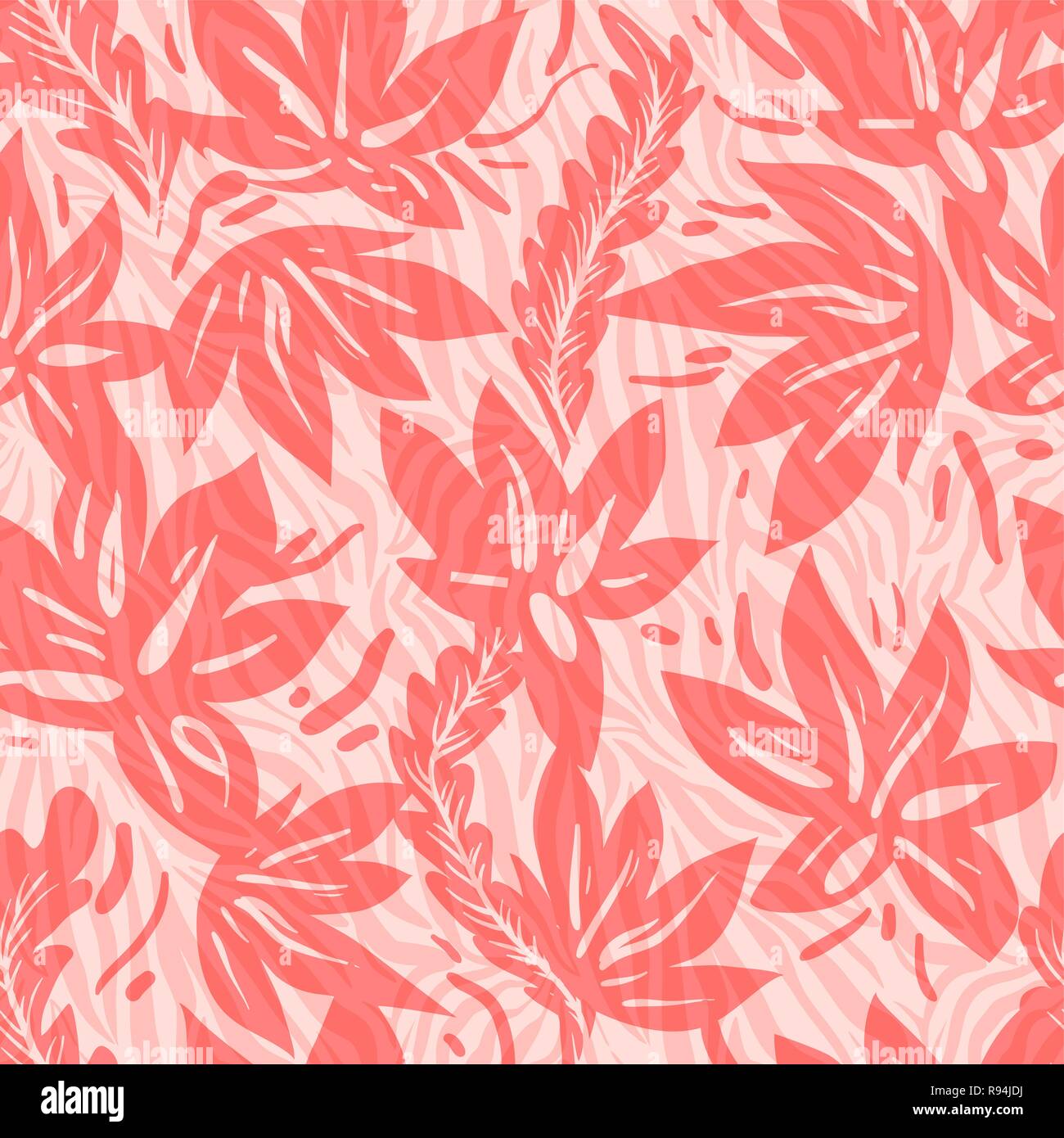 Vector seamless coral color background. Nature ethnic pattern Stock ...