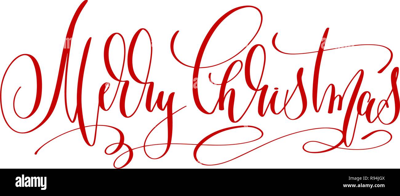 merry christmas - red hand lettering inscription to winter holid Stock ...