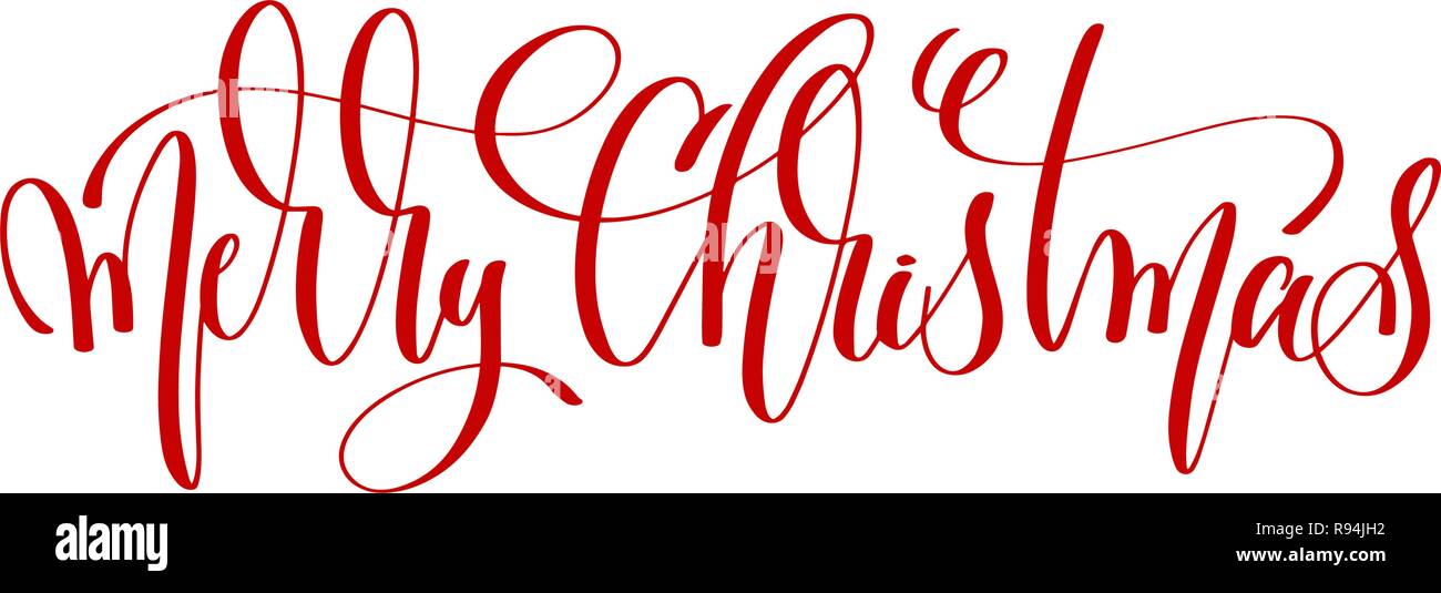 merry christmas - red hand lettering inscription to winter holid Stock ...