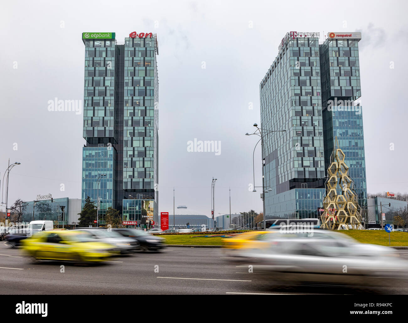 BUCHAREST, ROMANIA - DECEMBER 7: Offices of international companies are ...