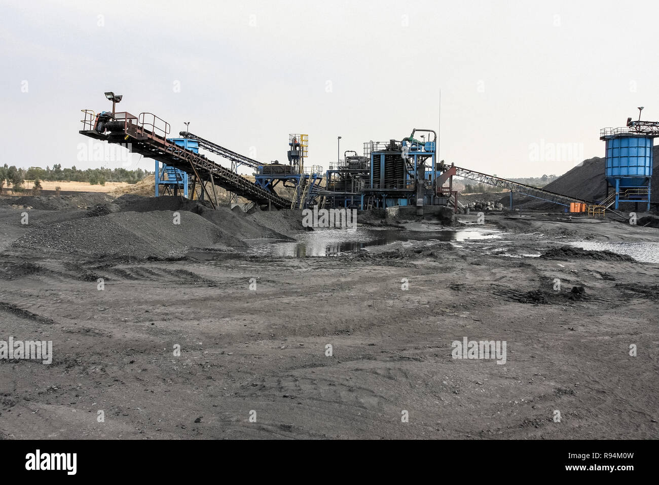 Open Pit Coal Mining and processing in South Africa. Washing and ...