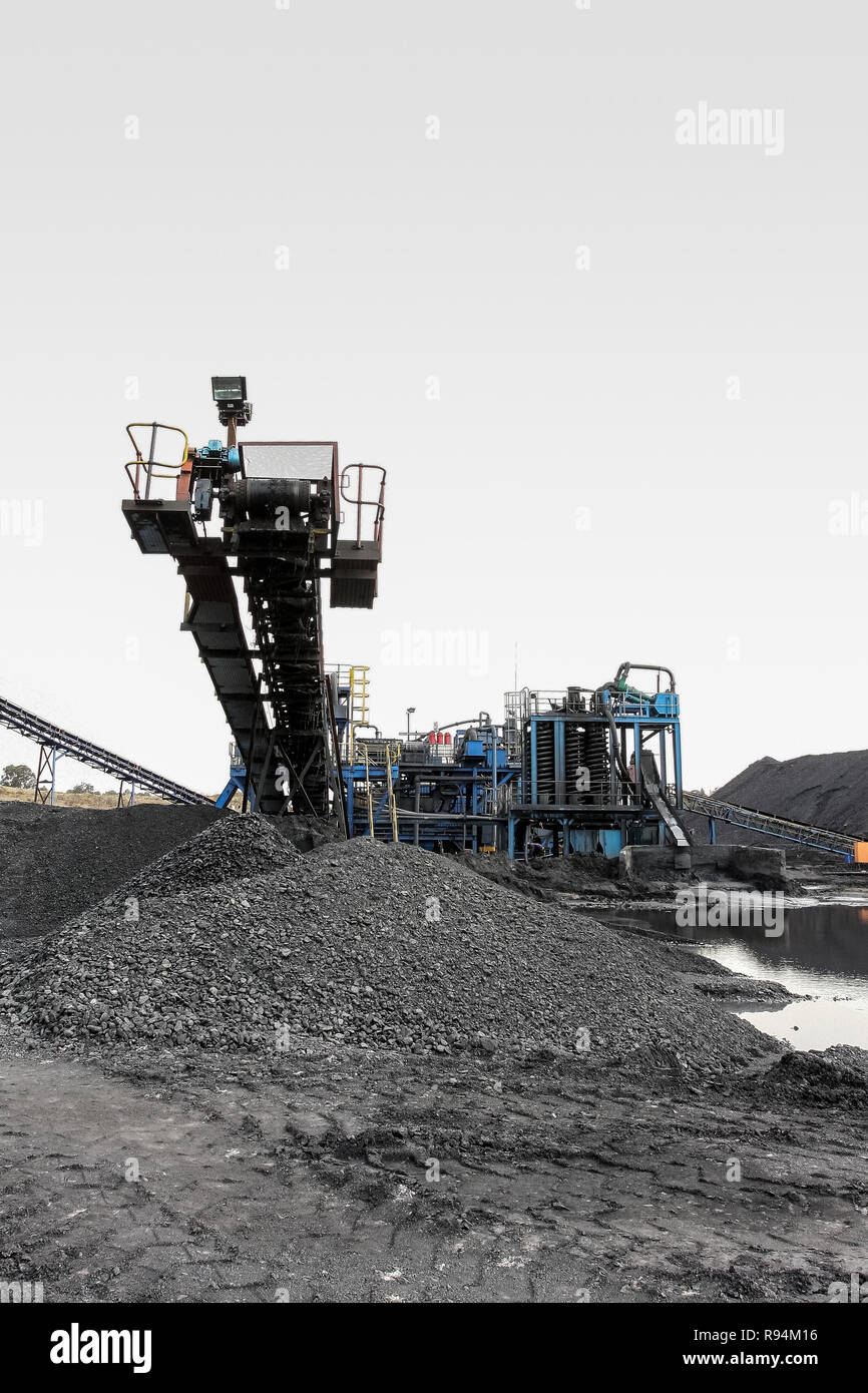 Open Pit Coal Mining and processing in South Africa. Washing and ...