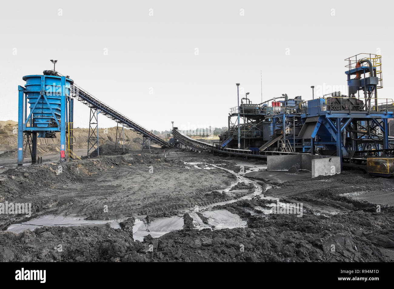 Open Pit Coal Mining and processing in South Africa. Washing and ...