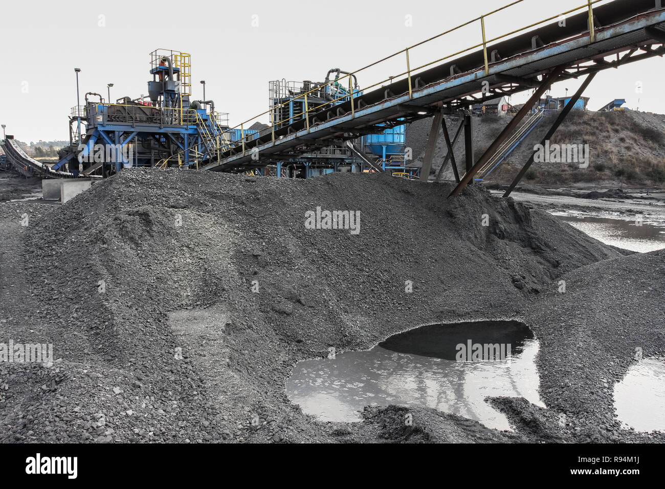 Open Pit Coal Mining and processing in South Africa. Washing and ...