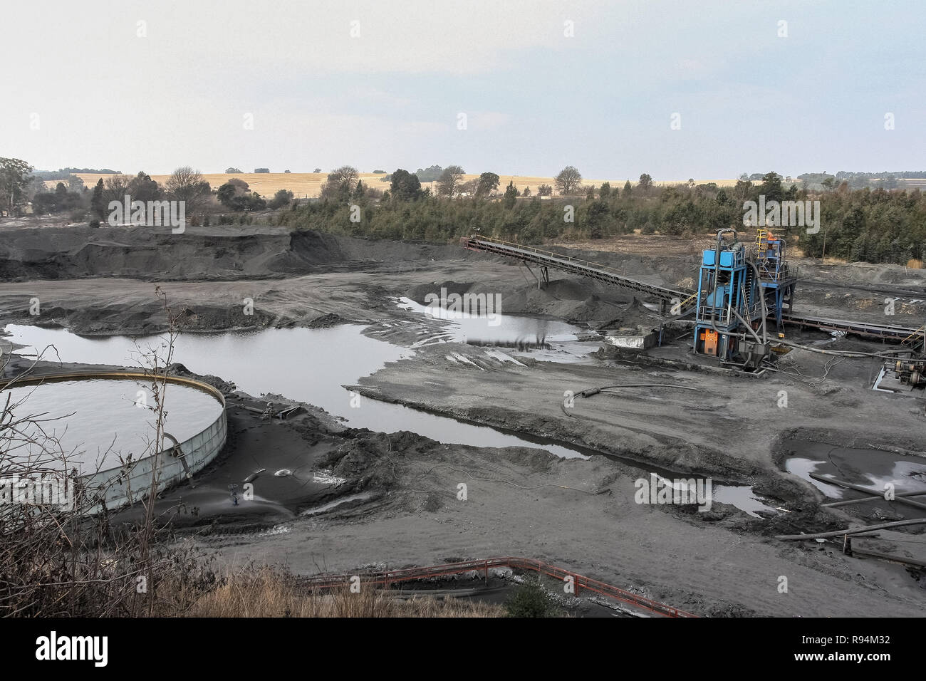 Open Pit Coal Mining and processing in South Africa. Washing and ...