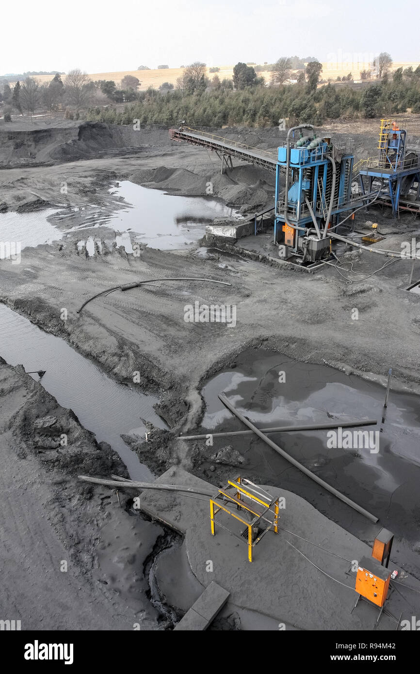 Open Pit Coal Mining and processing in South Africa. Washing and ...