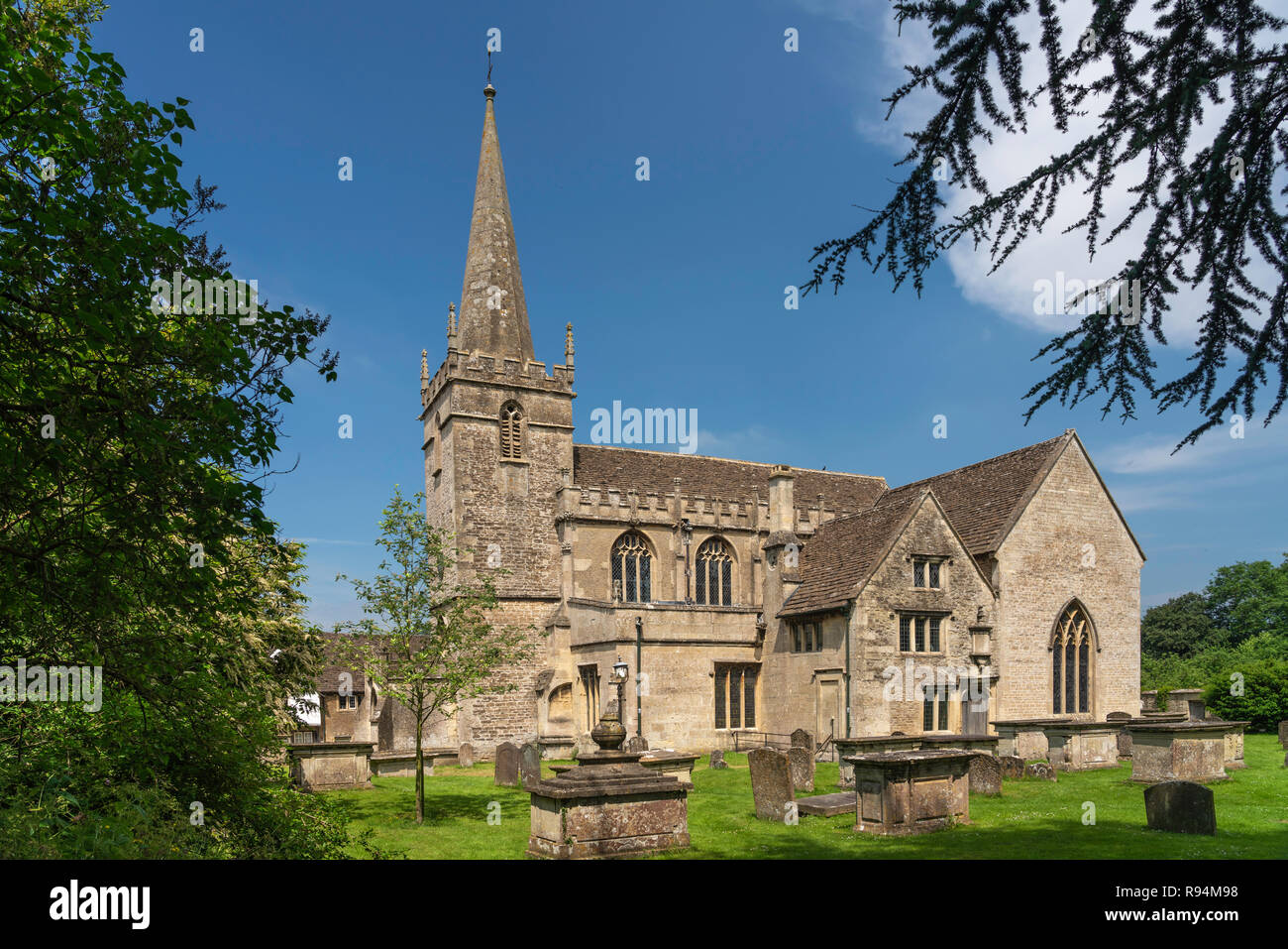 The St Cyriac's Church building exterior in Lacock, Wiltshire, England ...