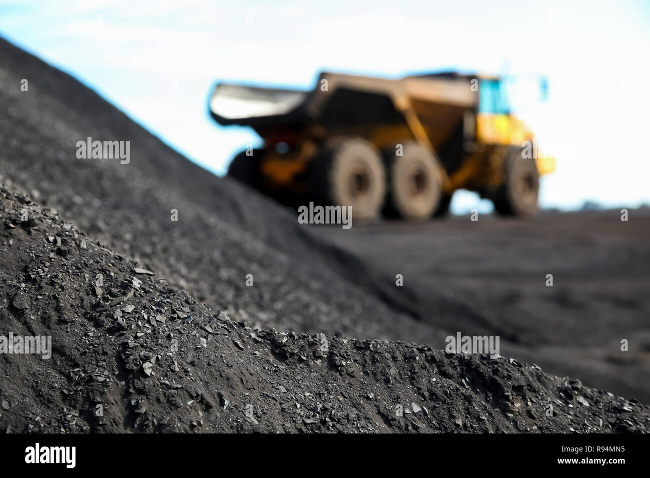 Mining Dump Truck transporting Manganese ore for processing and storage ...