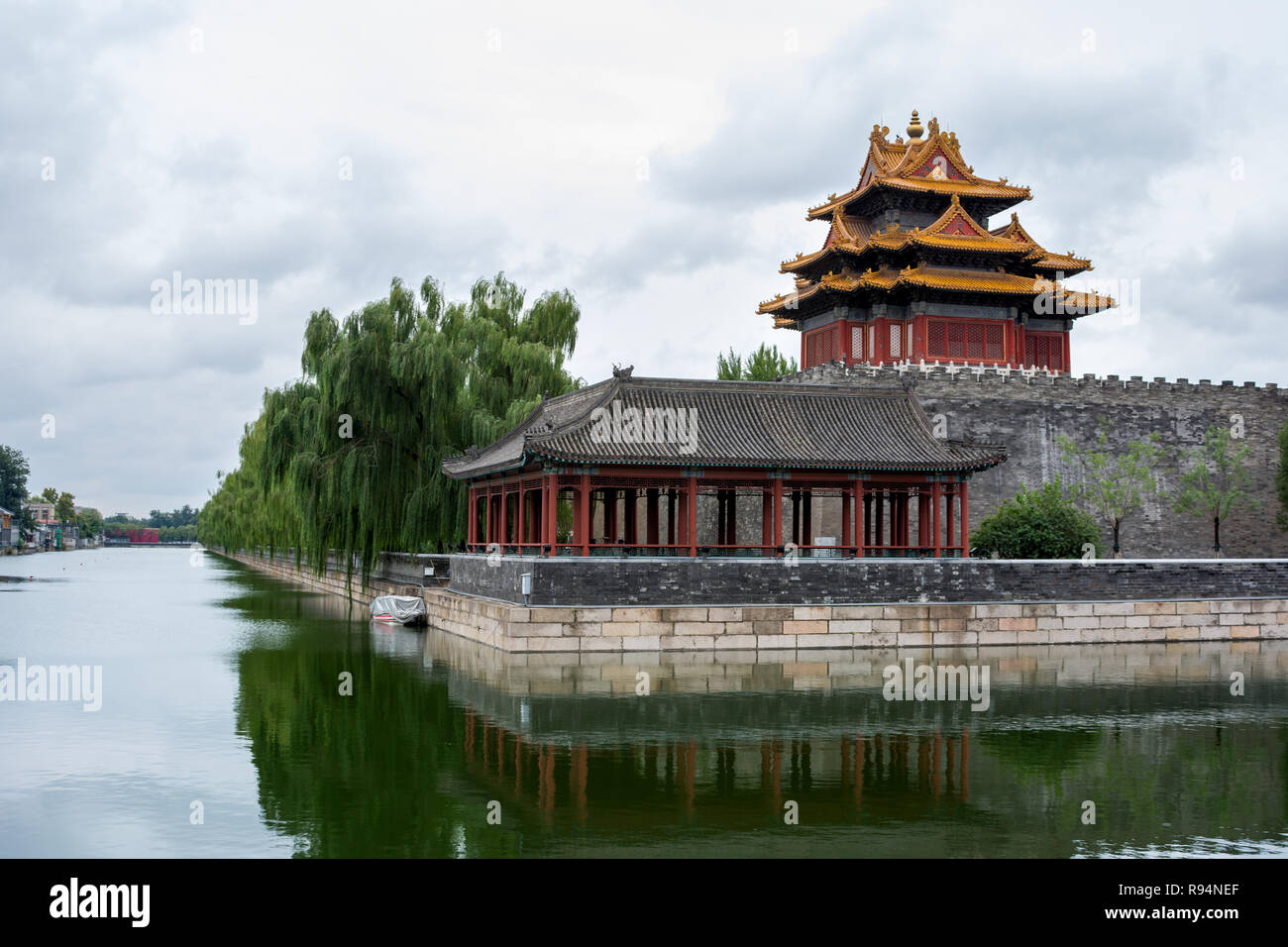 Corner tower and pavilion of The Forbidden City (north east corner ...