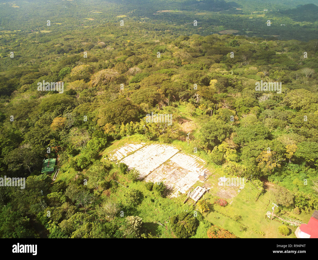 Coffee beans drying under sun on farm field aerial above top view Stock ...