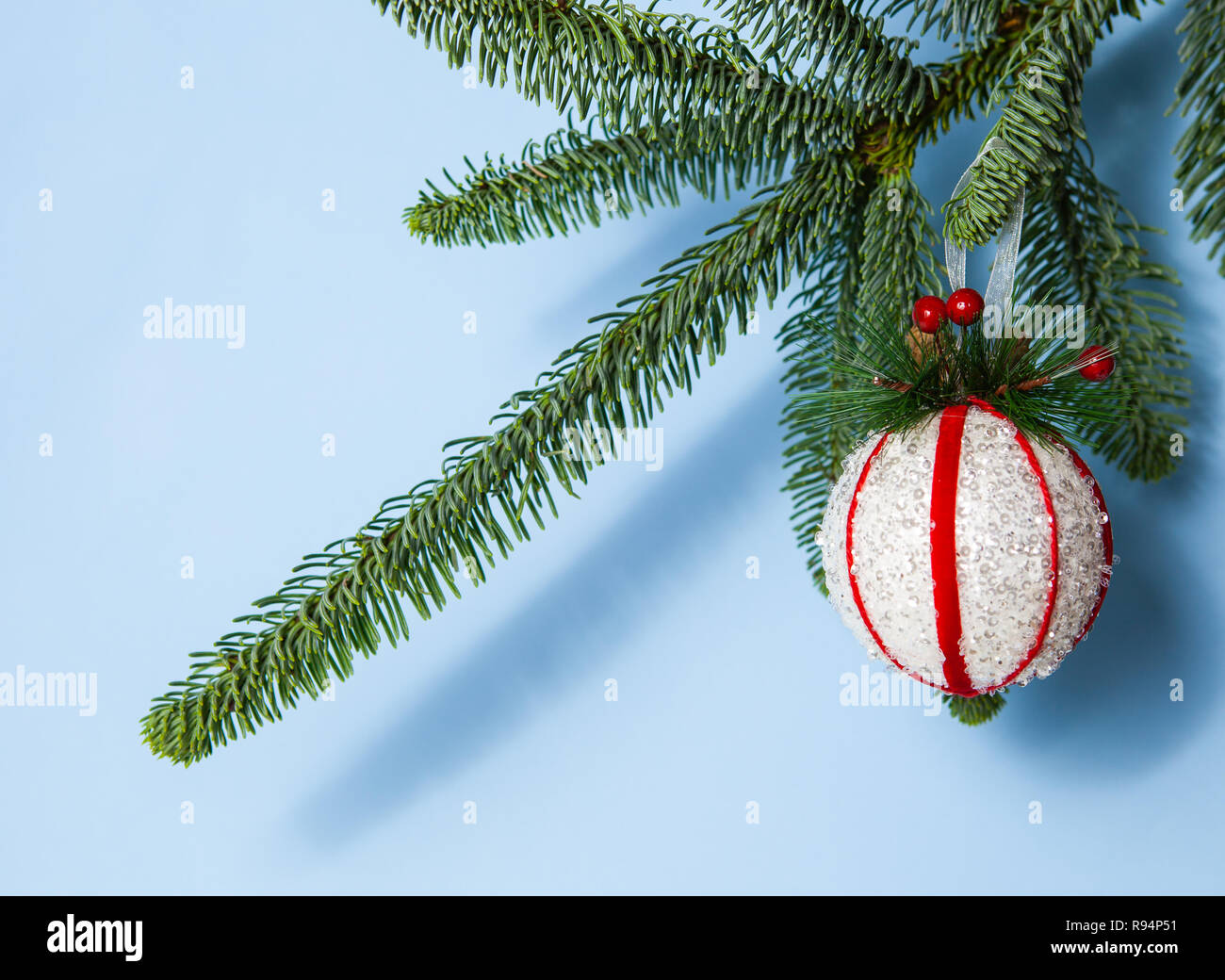 Christmas ball for the Christmas tree and spruce, close-up Stock Photo ...