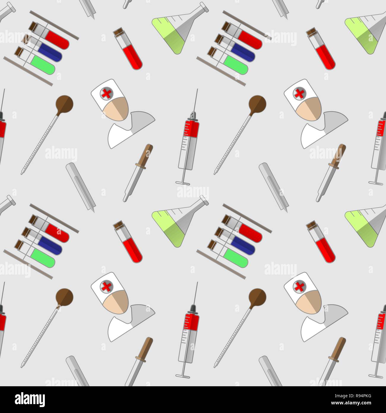 seamless pattern of medical laboratory symbols. Flat design. health ...