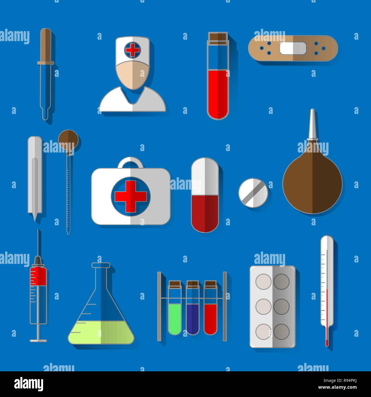 Medical Character Set. lat design style. Medical symbols 10 eps Stock ...