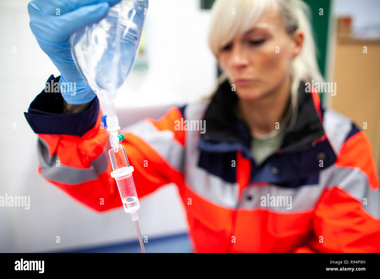 German paramedic trains emergency basics on a puppet Stock Photo - Alamy