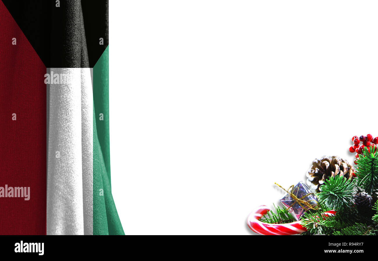 Christmas new Year background with a flag of Kuwait. There is a place ...