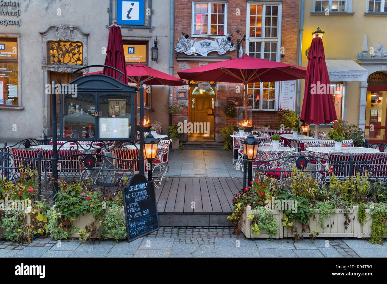 Restaurant Dlugi Targ Long Market street Gdańsk Poland Stock Photo - Alamy