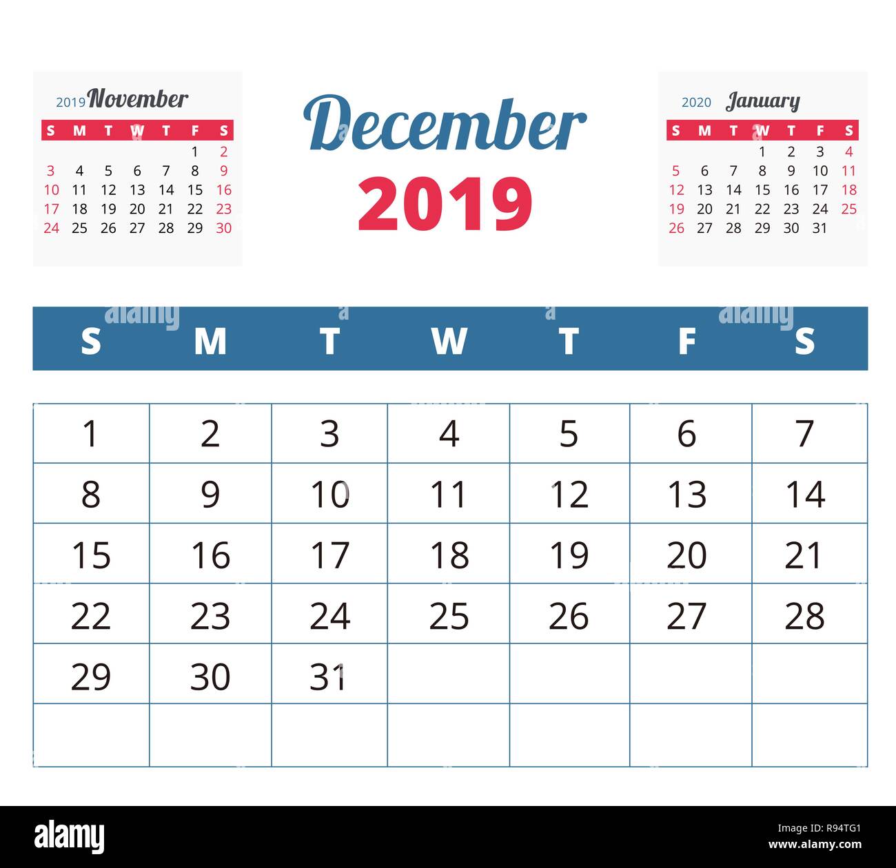 Monthly Calendar Design. Vector, illustration Stock Vector Image & Art ...