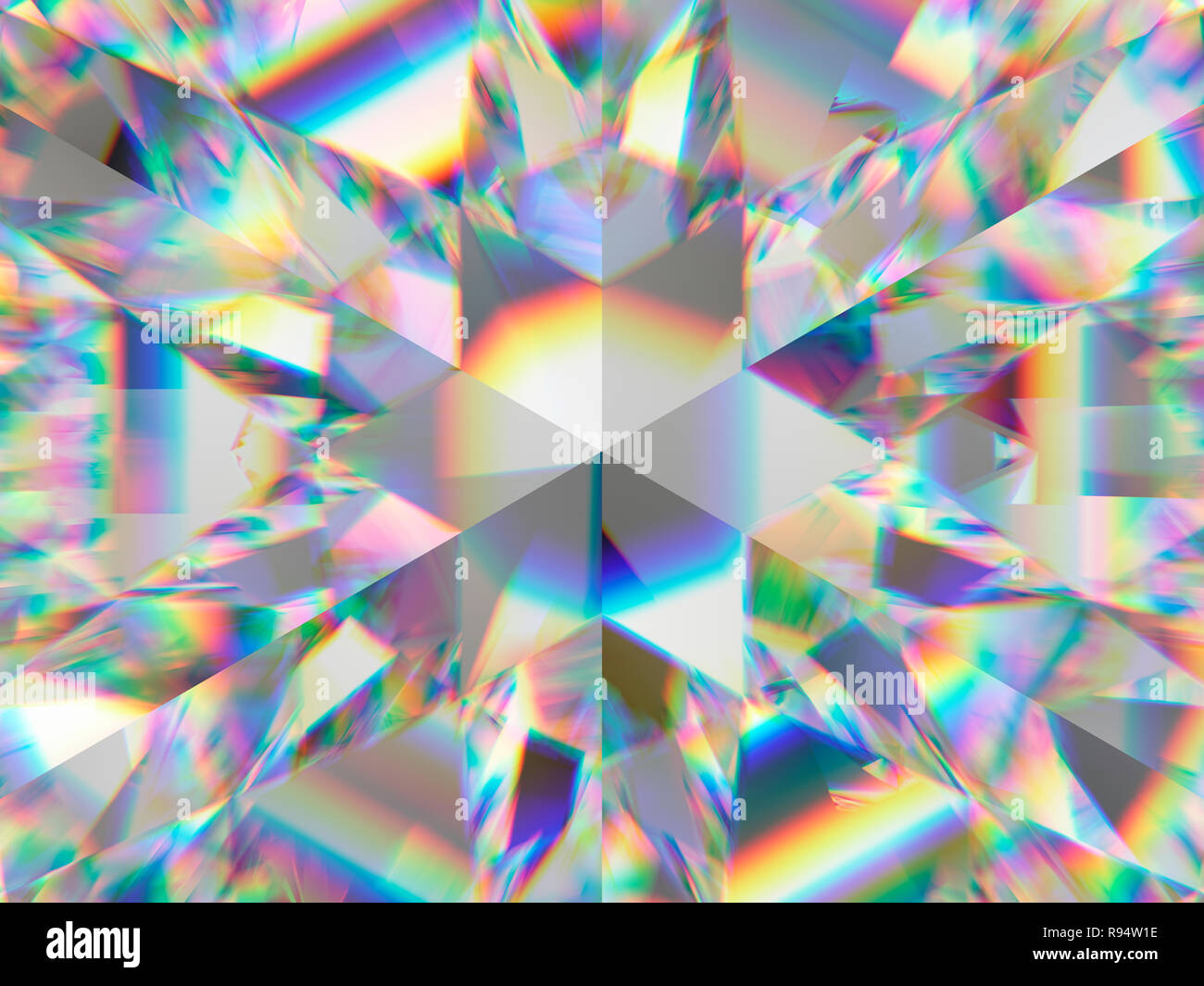 diamond structure extreme closeup and kaleidoscope. top view of round ...