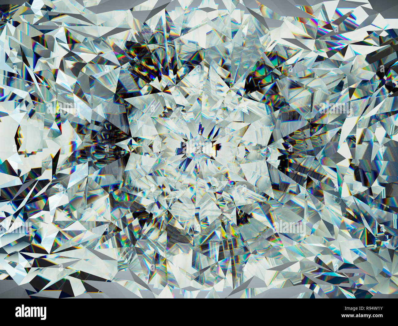gemstone structure extreme closeup and kaleidoscope. top view of round ...
