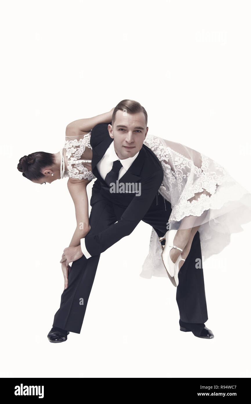 dance ballroom couple in a dance pose isolated on white background ...