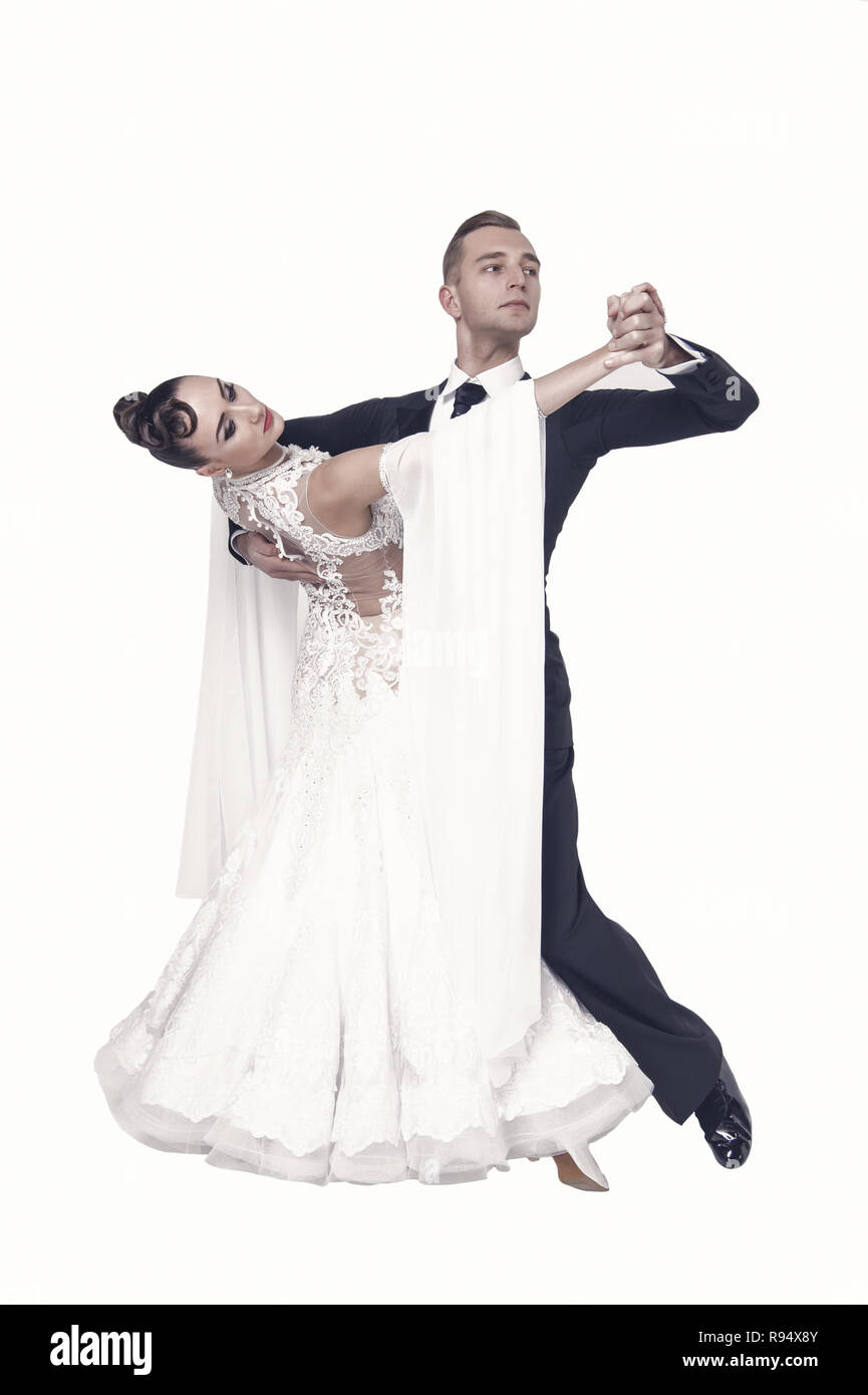 dance ballroom couple in a dance pose isolated on white background ...