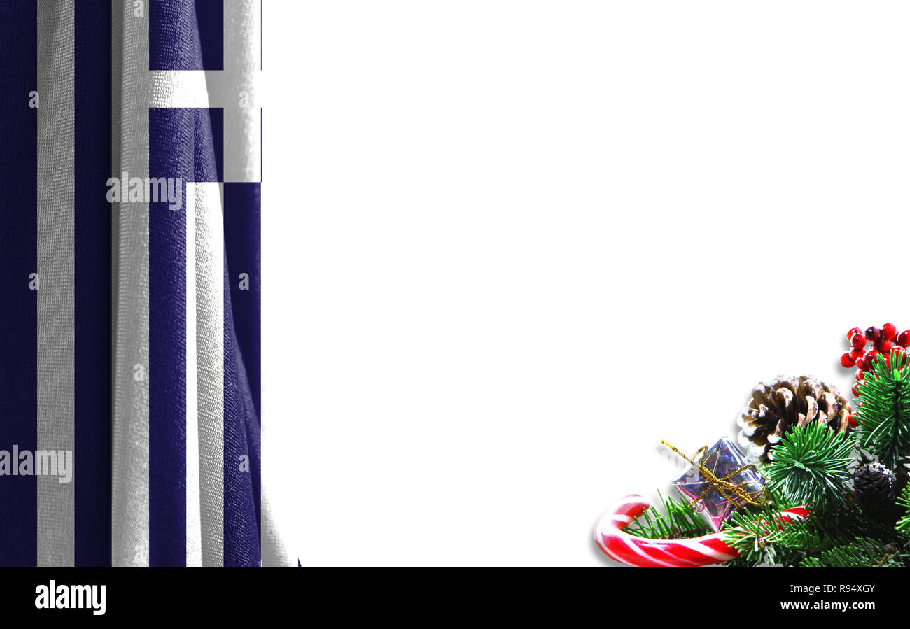 Christmas new Year background with a flag of Greece. There is a place ...