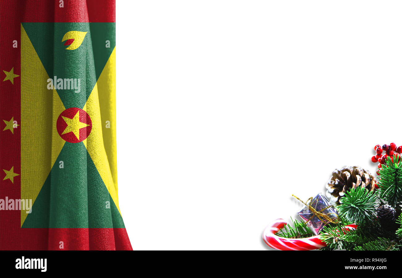 Christmas new Year background with a flag of Grenada. There is a place ...