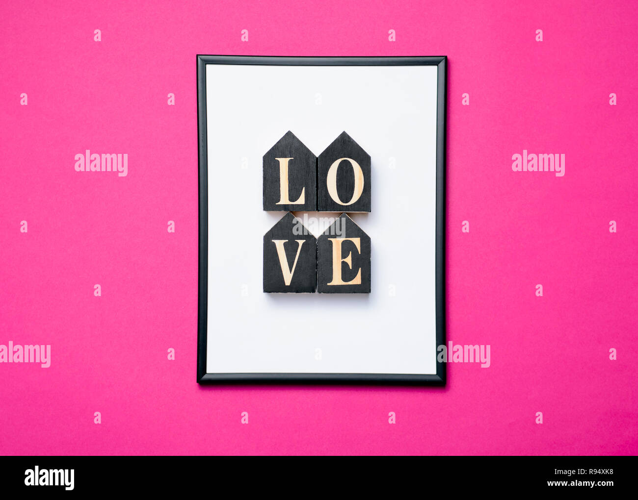 Love Letters in a Frame on Pink Background, Love Romantic Concept, Flat ...