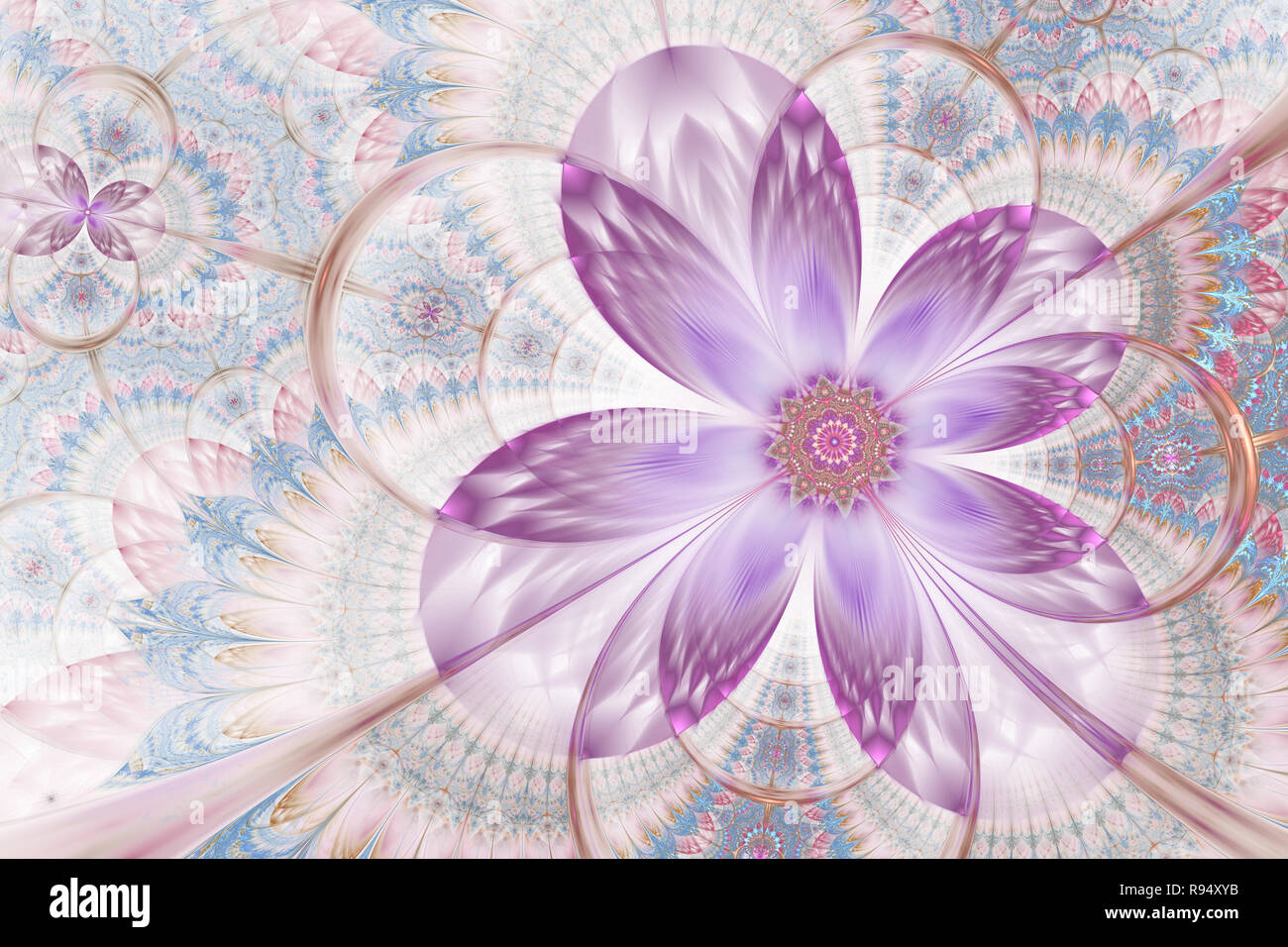 Abstract fractal floral background. Decorative glossy flower digital ...