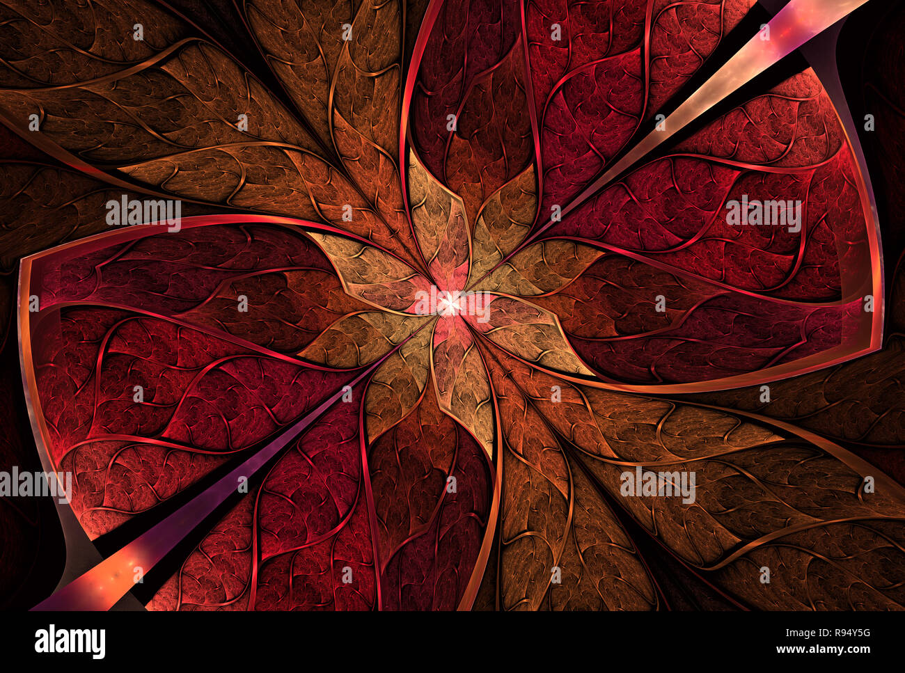 Symmetric multicolor fractal tracery. Beautiful floral pattern, flower ...