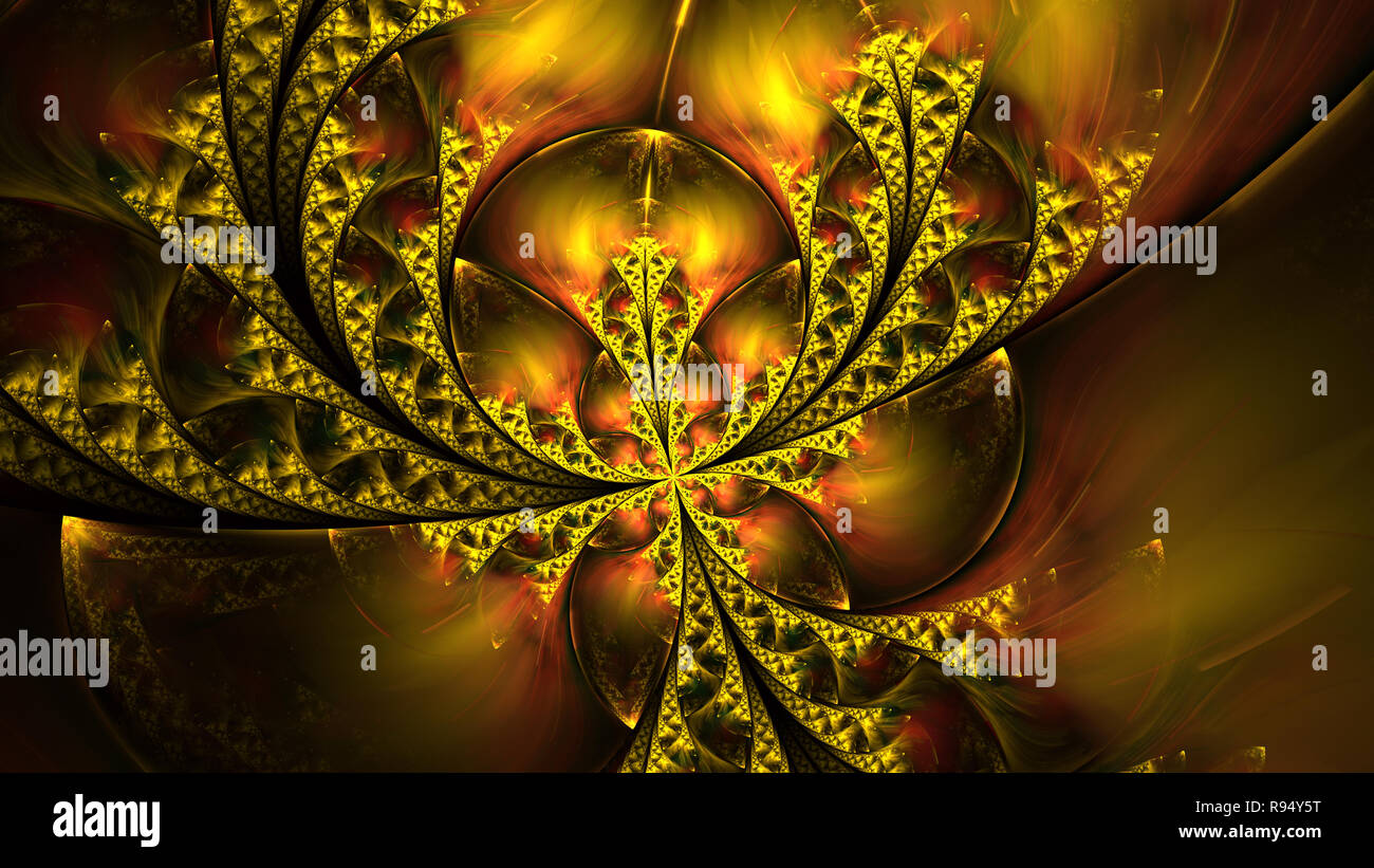 Beautiful fractal flower or butterfly with glowing elements. Abstract ...