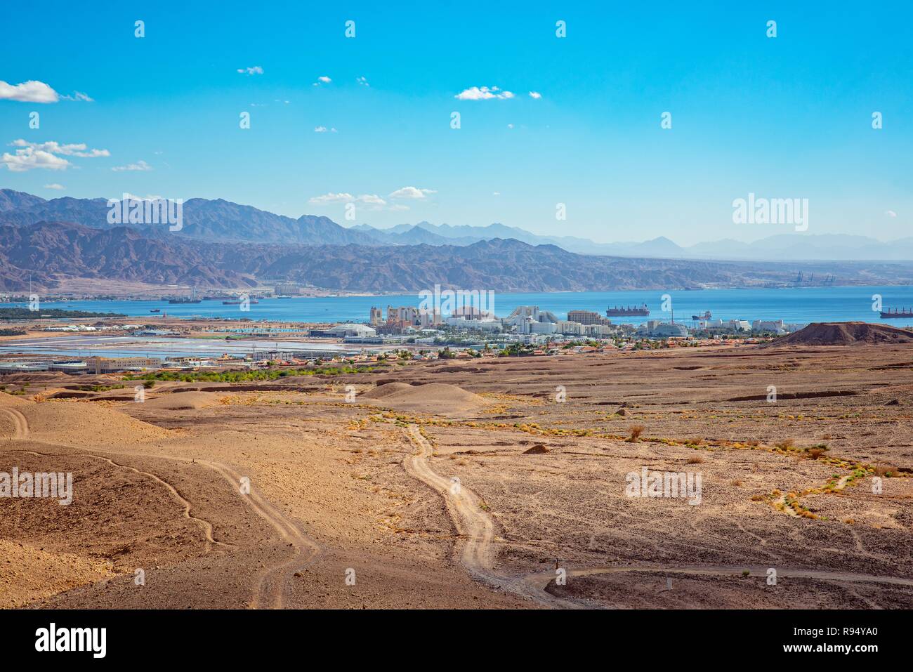 Beauty view on Eilat from Negev desert. Israeli Red Sea resort Stock ...