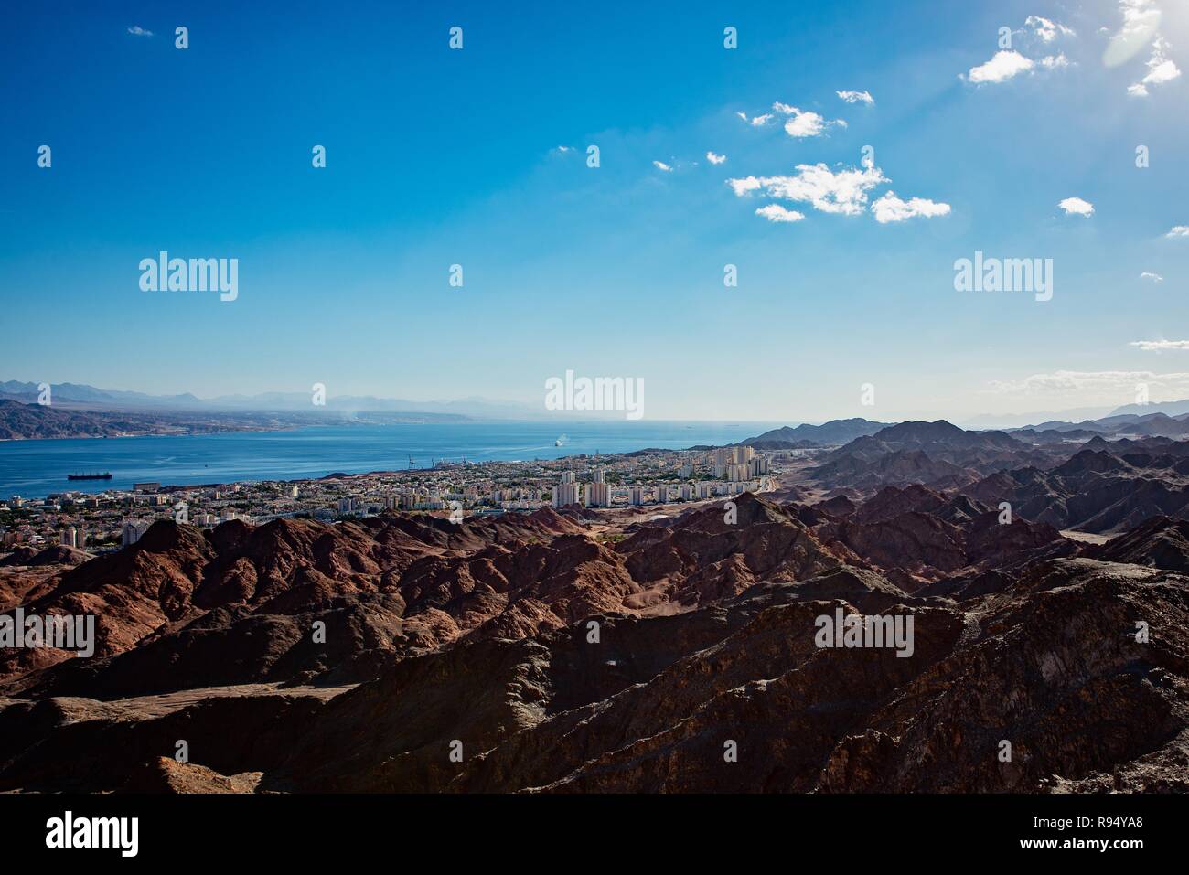 Beauty view on Eilat and Red Sea from mountain. Eilat, Israel Stock ...