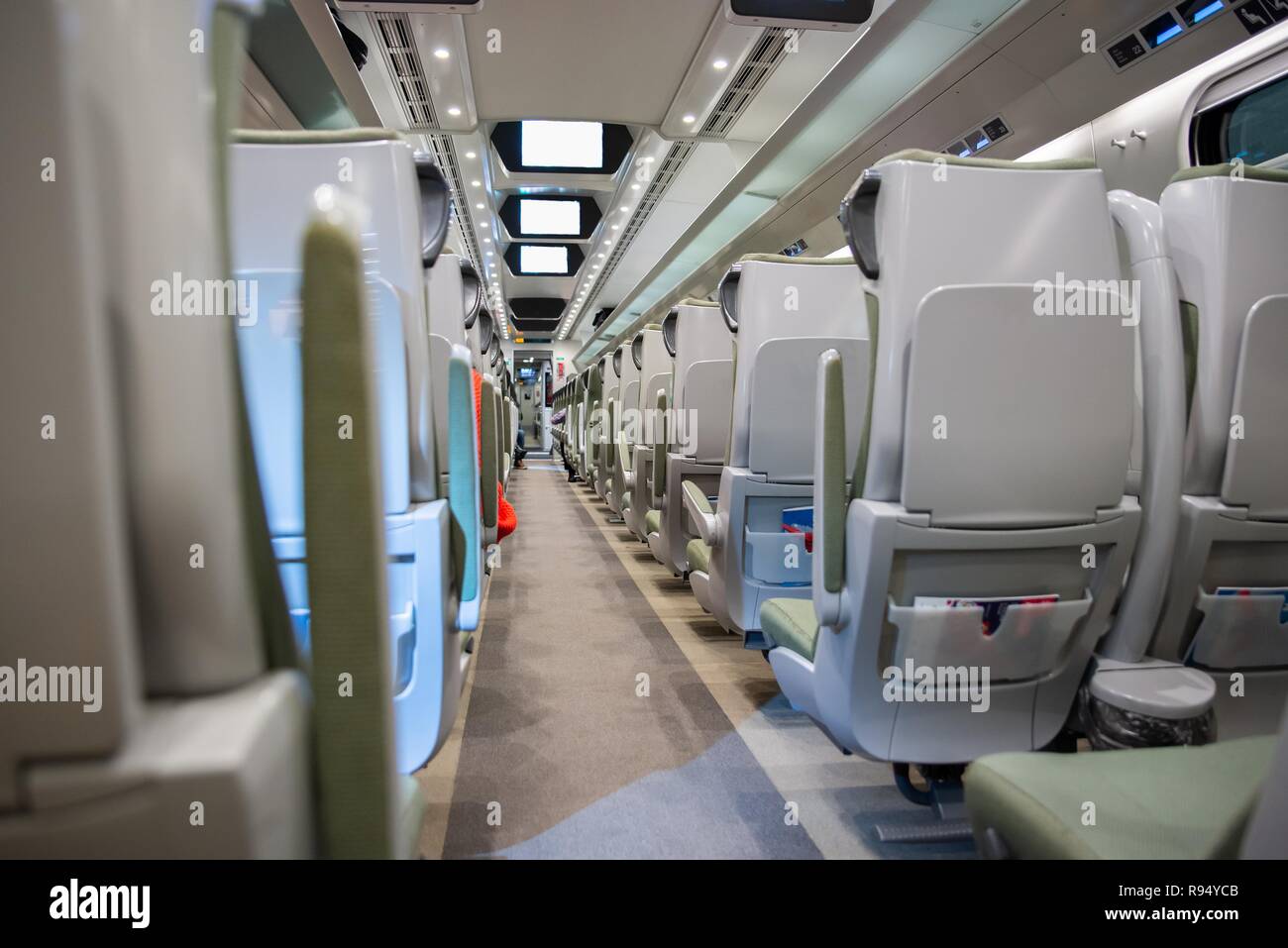 Polish fast modern comfortable train interior Stock Photo - Alamy