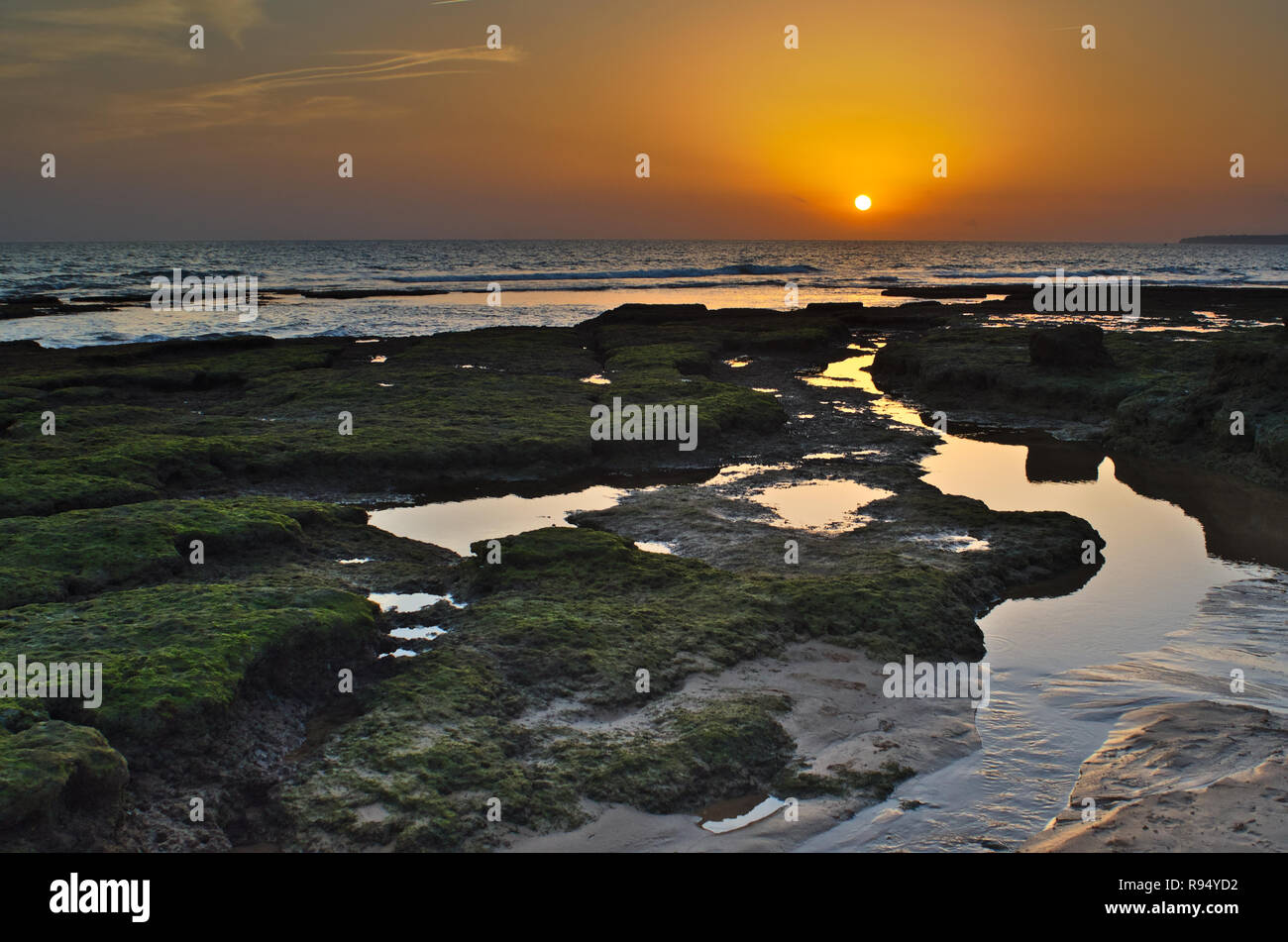 Gale beach summer sunset. Albufeira, Portugal Stock Photo - Alamy