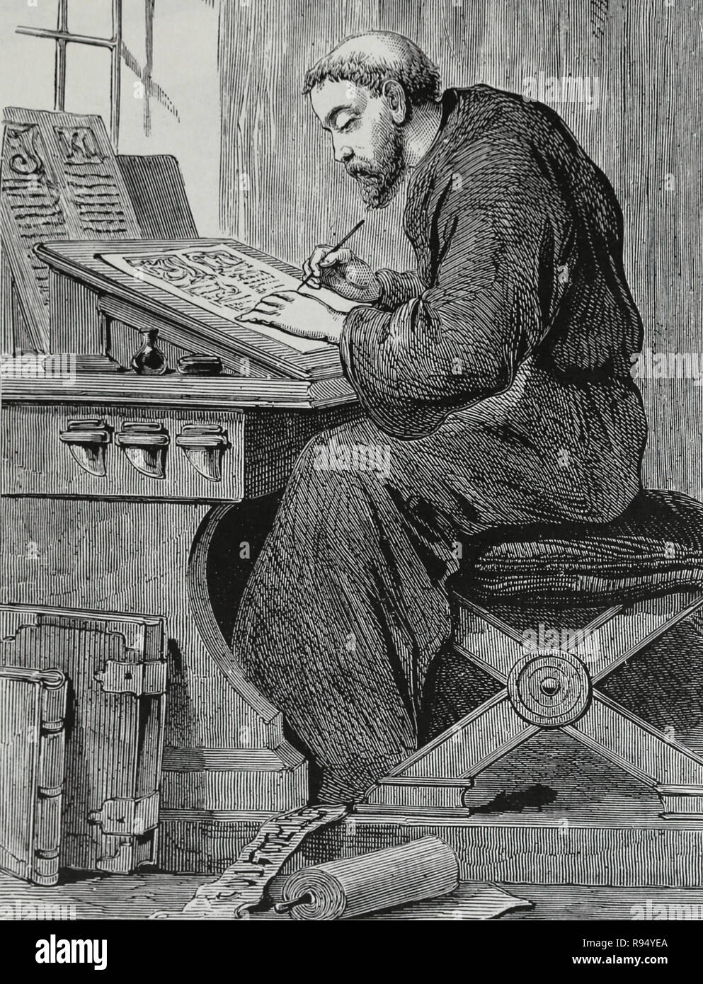 Medieval monk scribe hi-res stock photography and images - Alamy