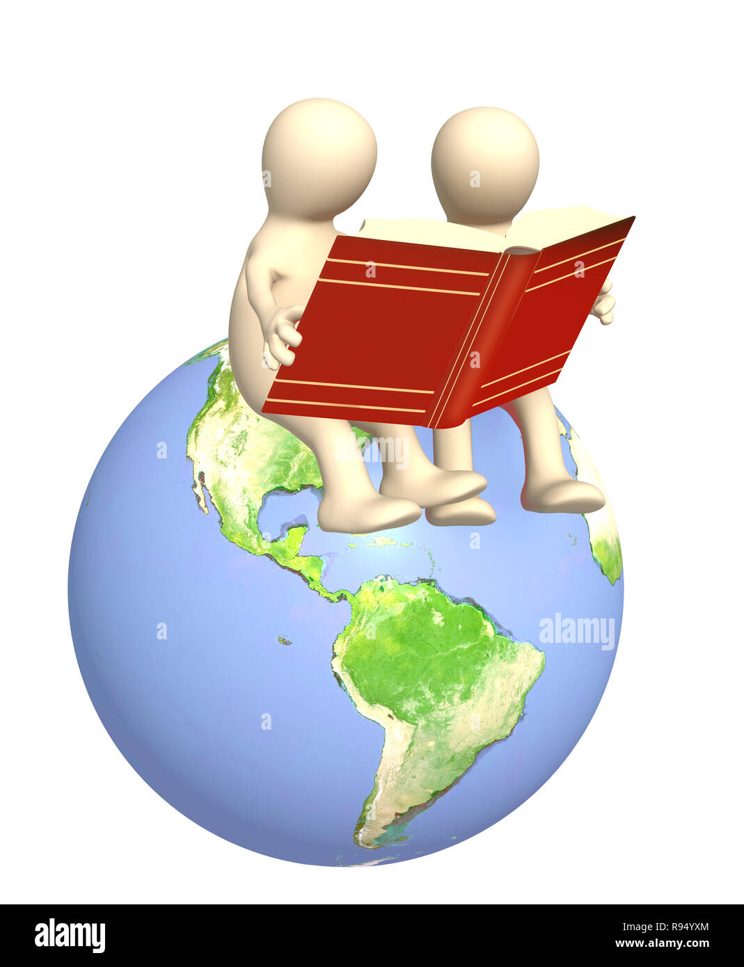 Two puppets, reading the books. Over white Stock Photo - Alamy
