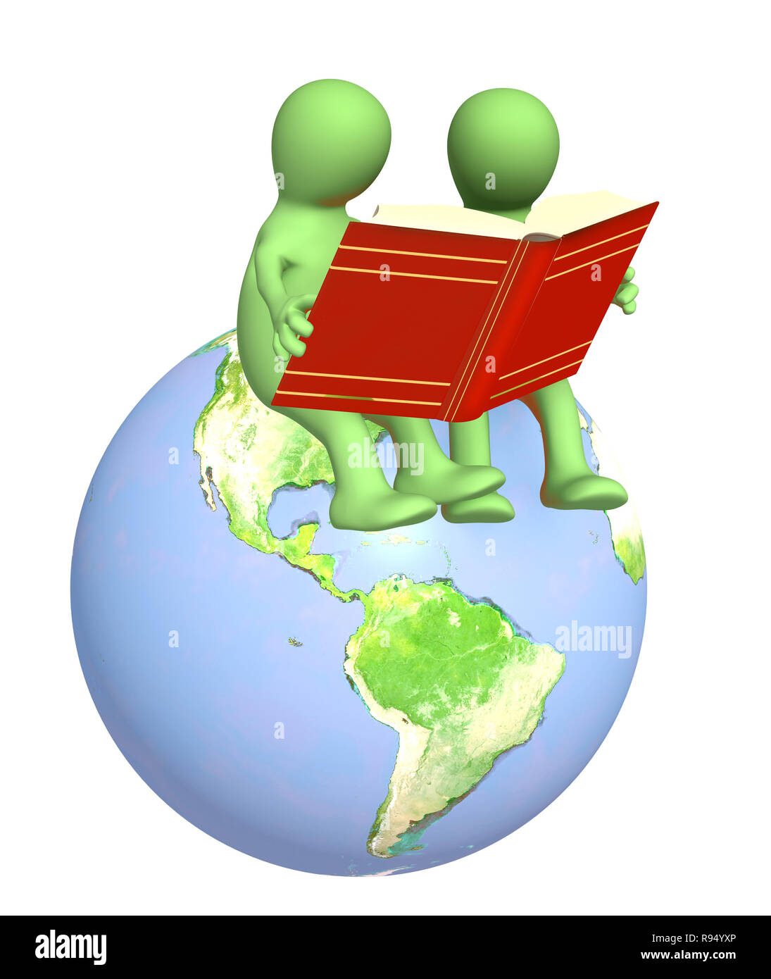 Two puppets, reading the books. Over white Stock Photo - Alamy